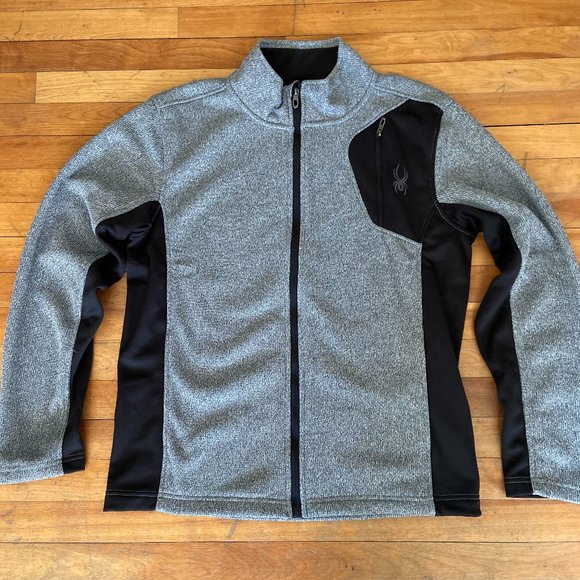 Spyder | Sweaters | Spyder Mens Raider Full Zip Sweater Grey Black ...
